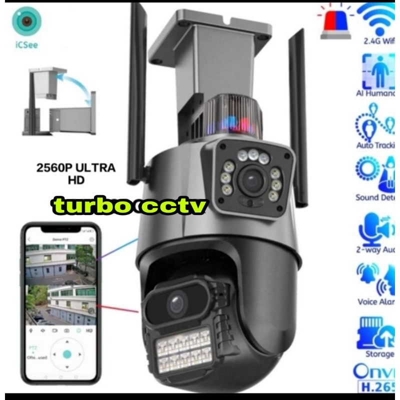 Jual Kamera CCTV 8MP PTZ 360 WiFi Camera Dual lens IR ICSee Outdoor ...