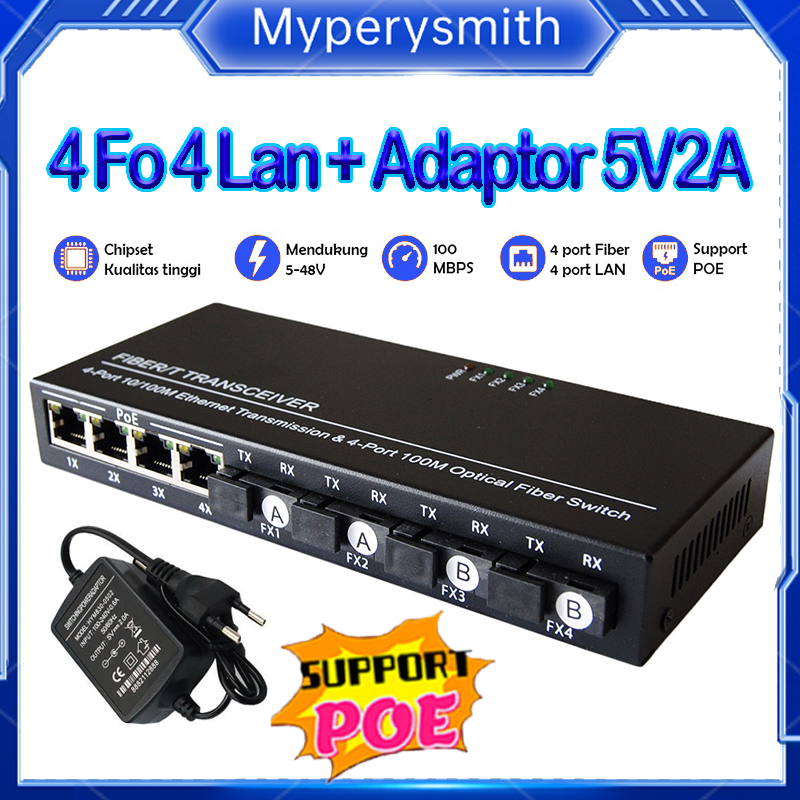 Jual [POE] Media Converter 4 Fo 4 Lan AABB Htb 4 Fo 4 Lan 10/100 Mpbs Ethernet Switch 4 SC 4 LAN ...