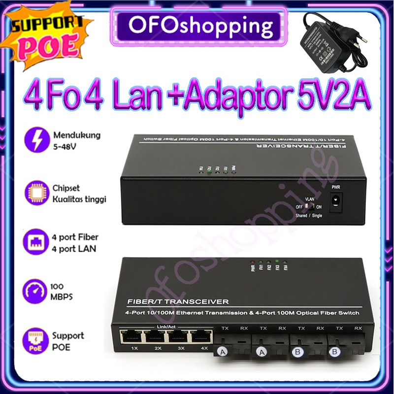 Jual [POE] Htb 4 Fo 4 Lan Converter 4 Fo 4 Lan AABB 10/100 Mpbs ...