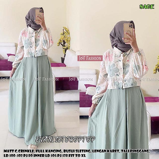 Jual Gamis Outer Dress Wanita Crop Top 2in1 Free Outer One Set Gamis ...