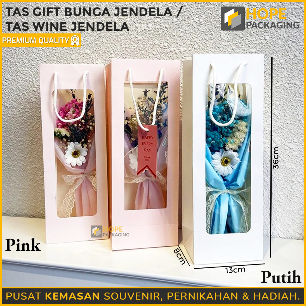 Jual Paper Bag Flower Jendela Size : 8x13x36 cm / Tas Gift Souvenir ...