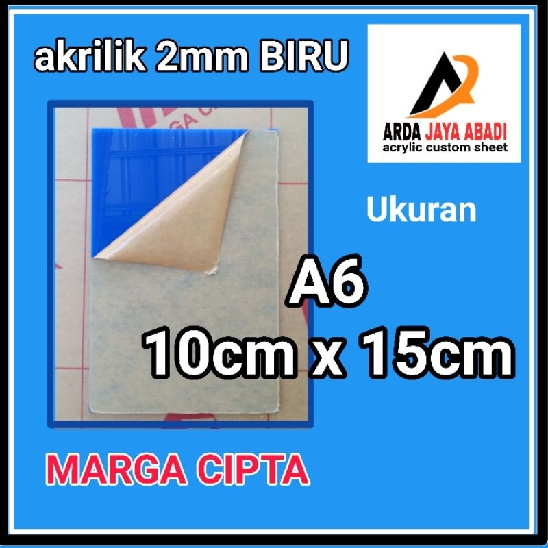 Jual Akrilik 2mm biru A6 ukuran 10 cm x 15 cm/akrilik lembaran/ kaca ...