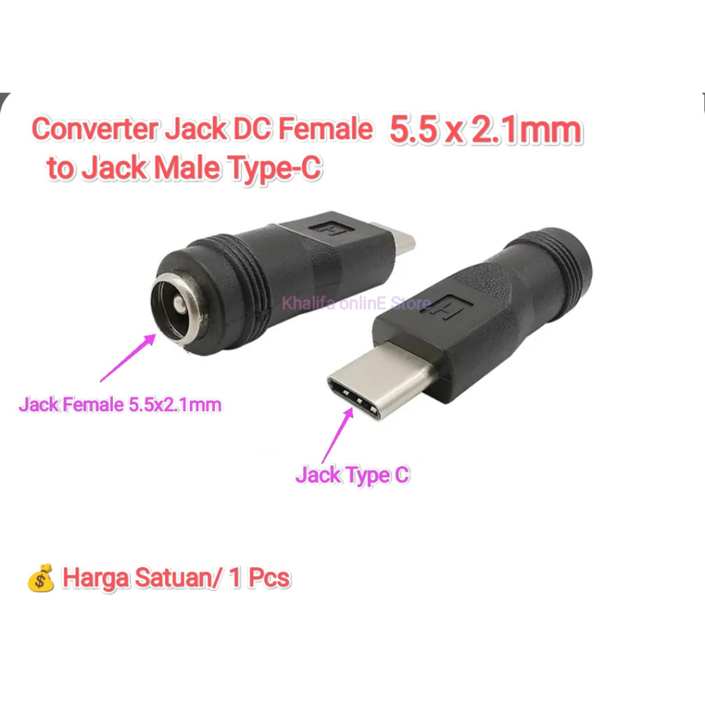 Jual Jack Jek DC Female Male 5.5x2.1mm Type C USB Micro 3.5mm Konverter ...