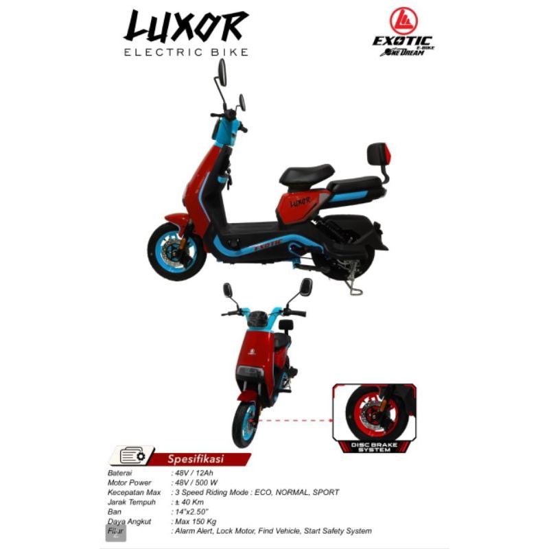 Jual Sepeda Listrik Exotic Luxor Original Bergaransi Resmi Termurah ...