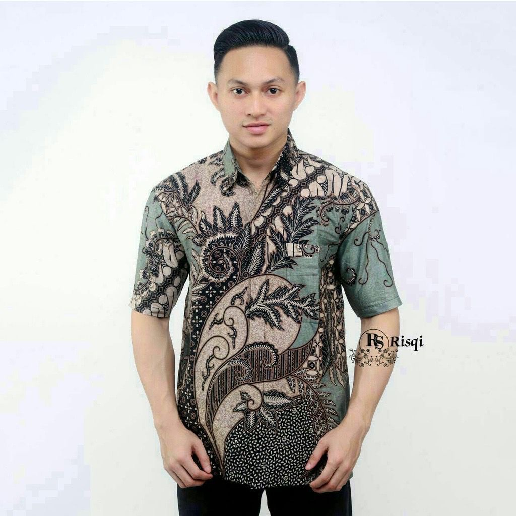 Jual Batik Pria Lengan Pendek Premium BATIK AZIMIL HRB026 motif ...