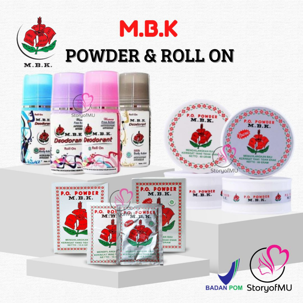 Jual M.B.K Bedak Sachet 13gr | Deodorant Roll On | Tin Bubuk MBK Kemasan Putih Silver Penghilang ...