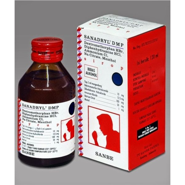 Jual Sanadryl DMP Sirup 60ml Merah - Obat Batuk Kering Alergi dan Flu ...