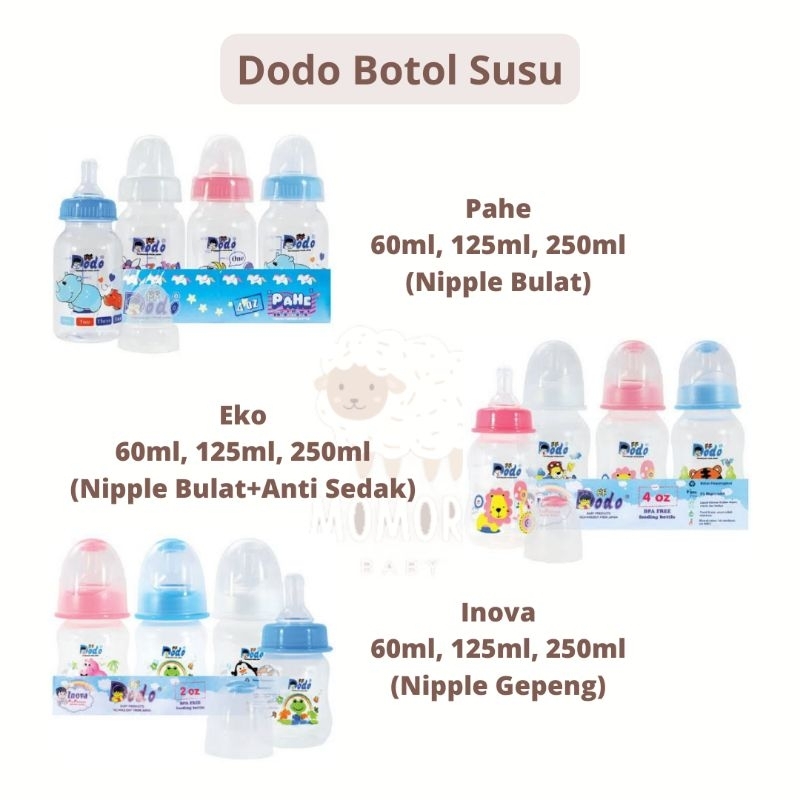 Jual Botol Susu Dodo Reguler Slim Neck Nipple Pahe Eko Inova Dot Bulat ...