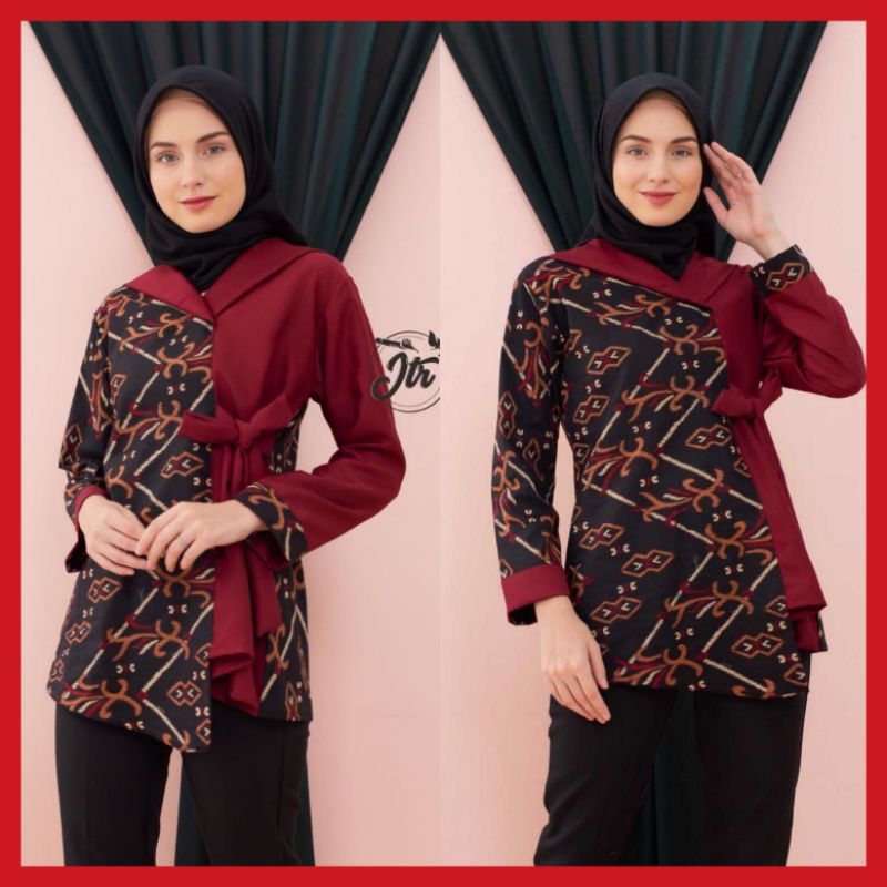 Jual ATASAN BATIK WANITA BLOUSE KANTOR BLOUSE KERJA SERAGAMAN BATIK ...