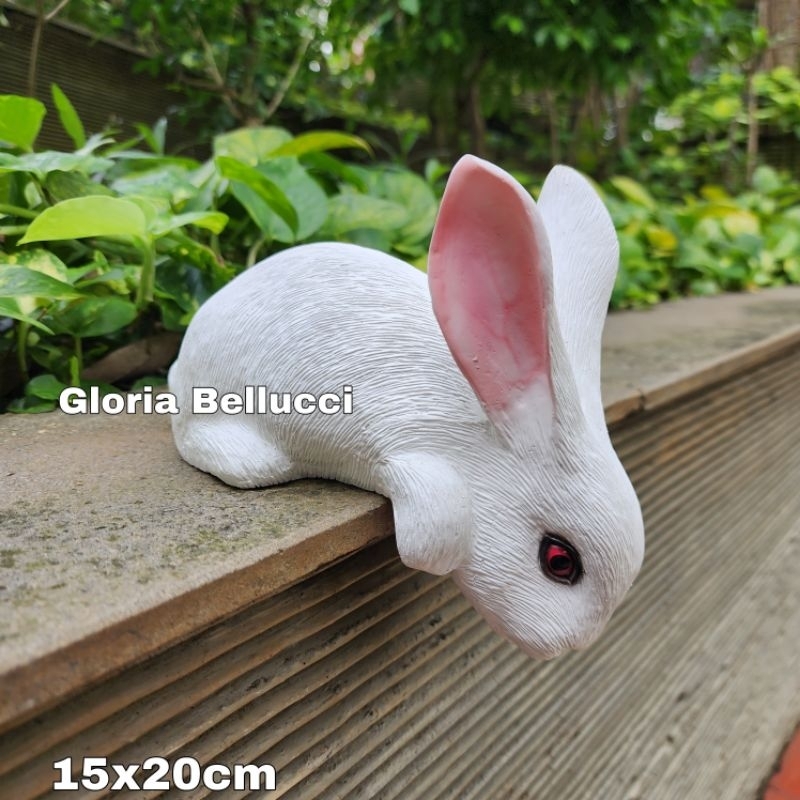Jual patung kelinci tepi putih besar pajangan rabbit pinggir dekorasi ...