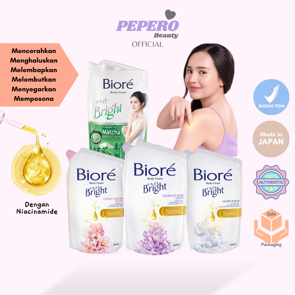 Jual BIORE Bright Body Foam / Sabun Cair / Sabun Mandi - White Scrub | Lovely Sakura | Freshen ...