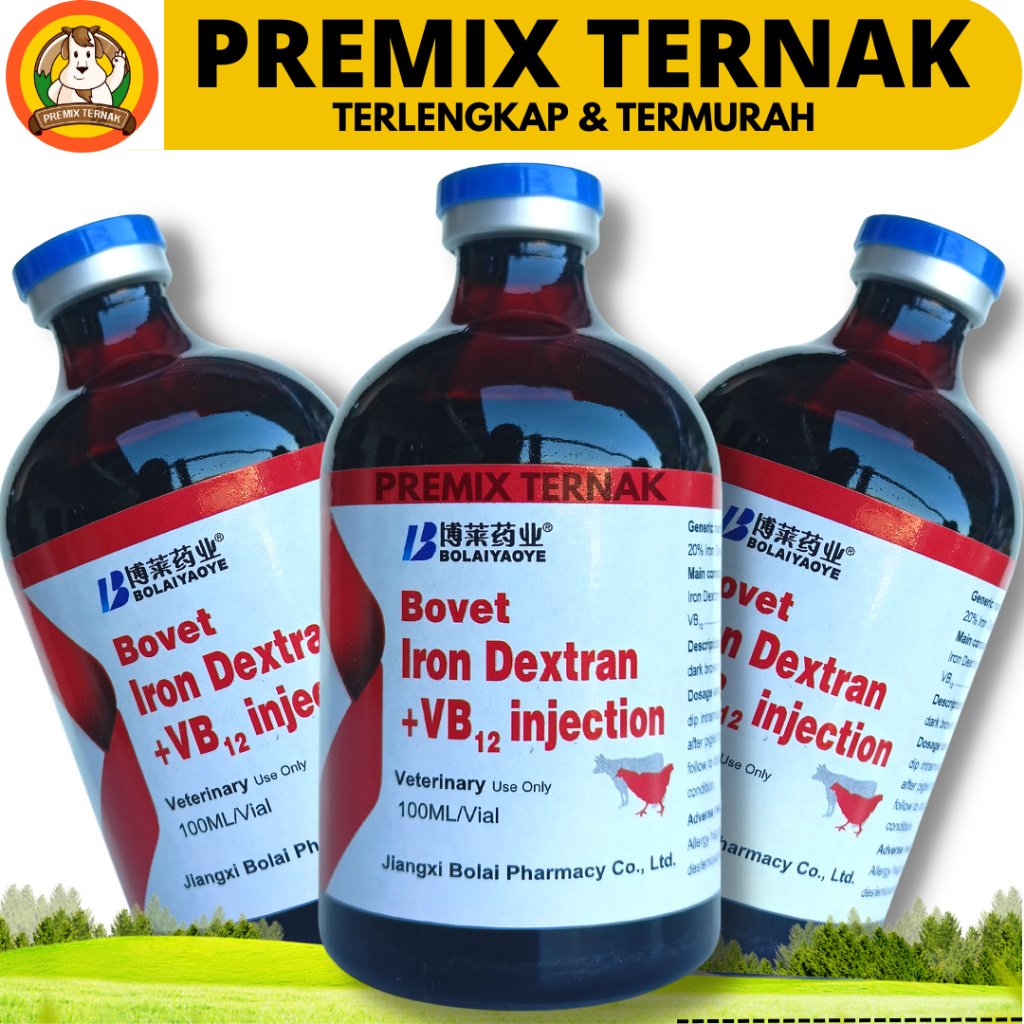 Jual Iron Dextran 100 ml - Iron Dextran + Vit B12 - Bovet Iron Dextran ...