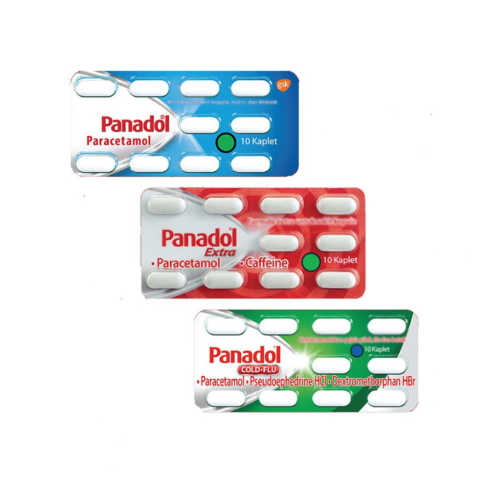 Jual Panadol Tablet Semua Varian- Hijau(Flu Batuk)/ Merah (Extra)/ Biru ...