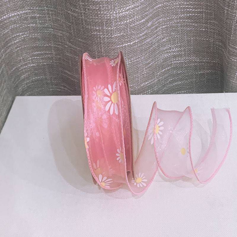 Jual 90 cm Ribbon Fisthail Organza Aster Flowers - Pita Organdi Motif ...