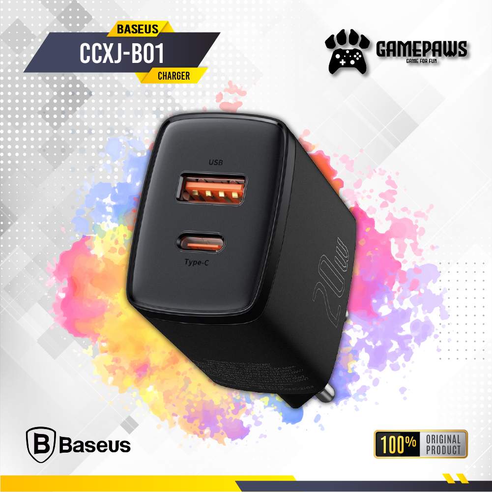 Jual Baseus Adaptor 20W Compact Fast Charger Dual Port U+C PD QC-CCXJ ...