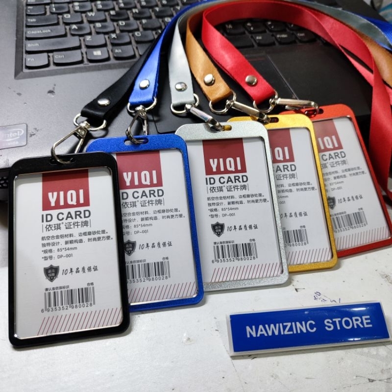 Jual TEMPAT ID CARD ALUMINIUM DENGAN TALI GANTUNGAN | Shopee Indonesia