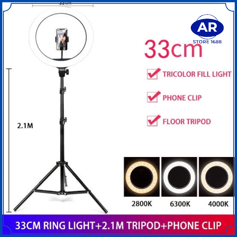 Jual AR PAKET LENGKAP RING LIGHT LED 33CM Lampu 33 cm Make Up Lampu ...