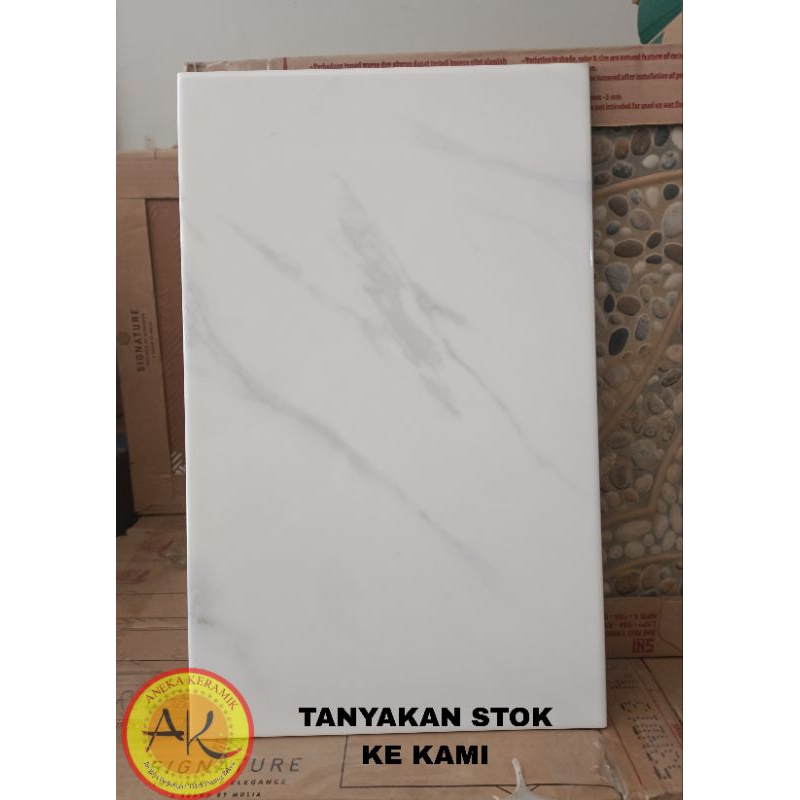 Jual Keramik Dinding Dapur Kamar Mandi Motif Marmer Random Glossy Kilap 25x40 Cesena Bianco ...