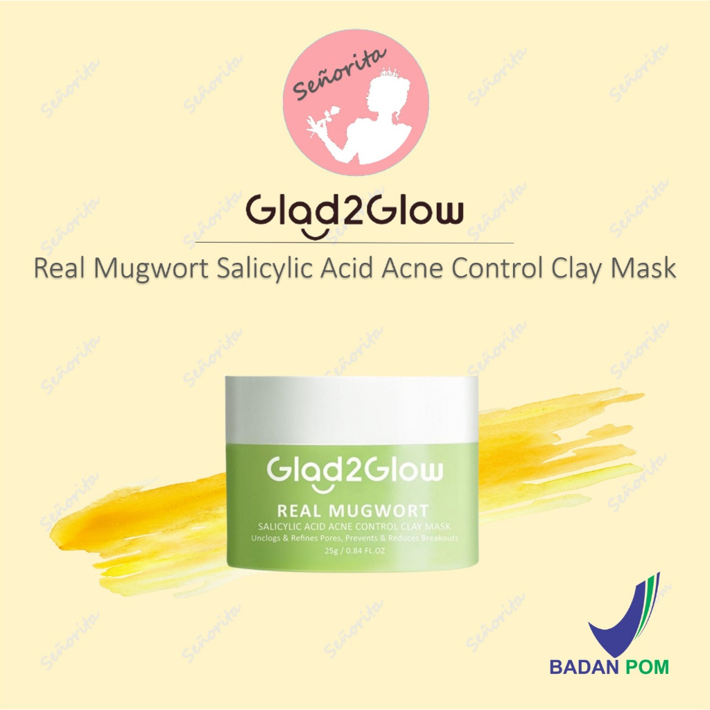 Jual GLAD2GLOW - G2G Real Mugwort Salicylic Acid Acne Control Clay Mask 30g | Shopee Indonesia