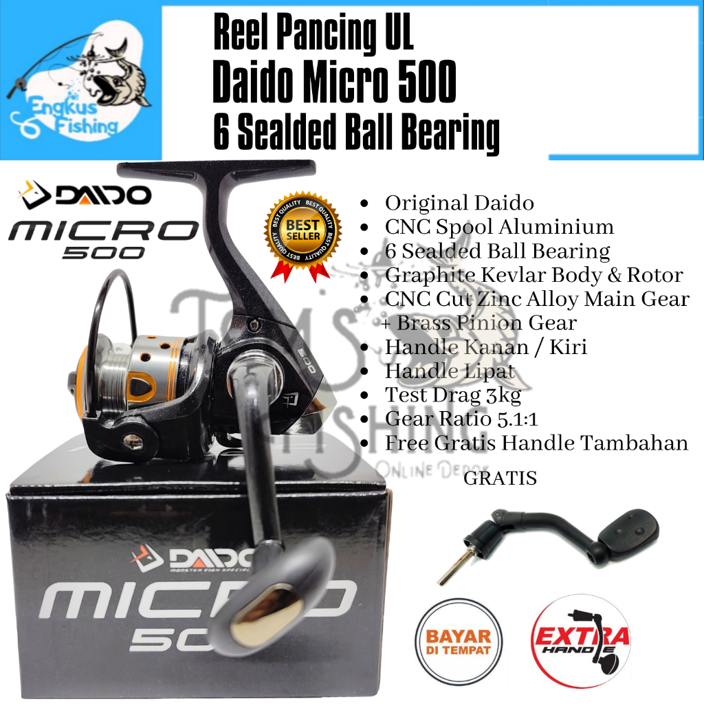 Jual Reel Pancing UL Daido Micro 500 Spool Aluminium (6 Bearing) Ultra ...