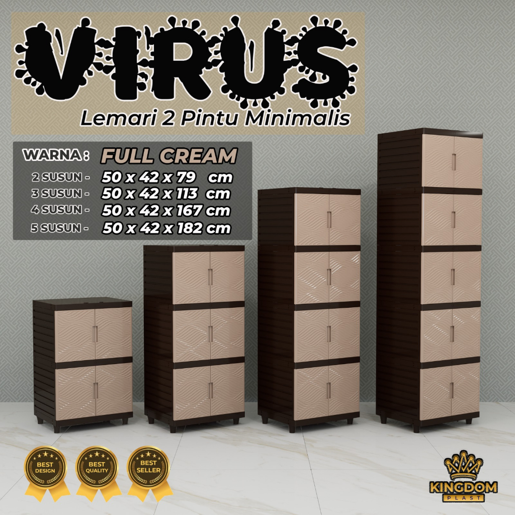 Jual LEMARI PAKAIAN BAJU PLASTIK VIRUS 2 3 4 5 SUSUN CREAM COKLAT MUDA MURAH MIRIP TABITHA ...