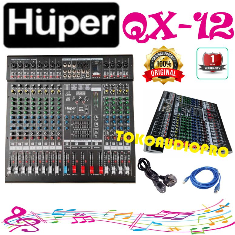 Jual Mixer Huper QX12 12-Channel Mixer Audio with Bluetooth huper QX-12 | Shopee Indonesia