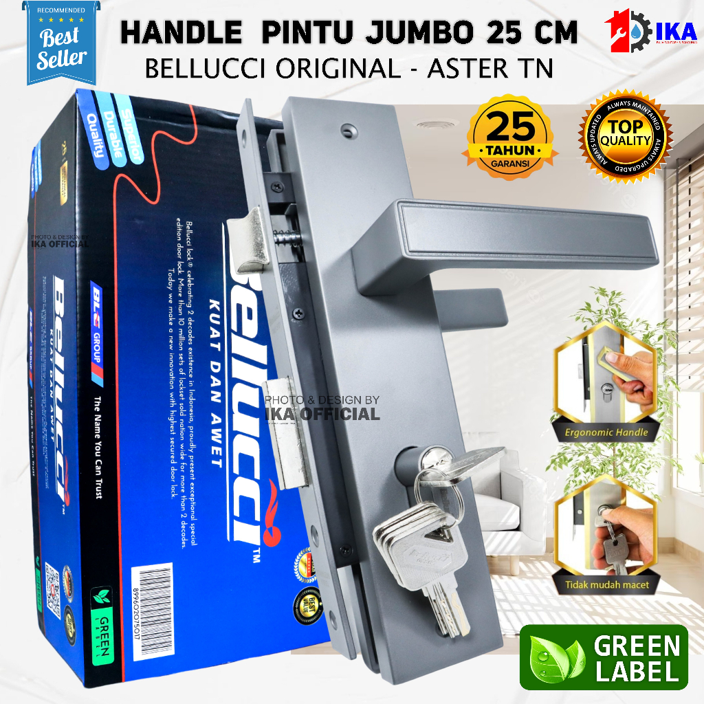 Jual Handle Set Kunci Pintu Hitam Ring Silver Ukuran Besar 25 cm ...