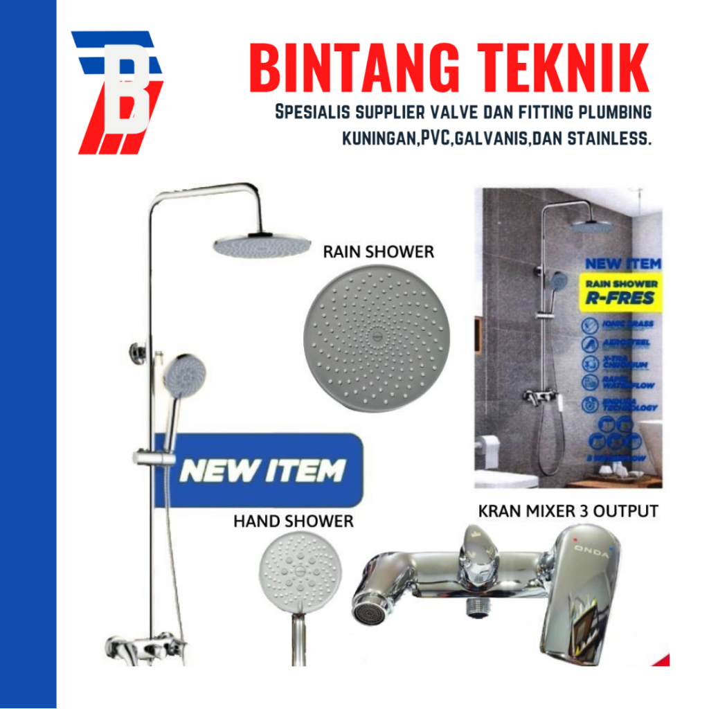 Jual Shower Set Mandi Hujan (Rain Shower Set Mixer) R FRES Onda ...