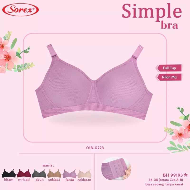 Jual Bra Bh sorex 99193 tanpa kawat busa sedang kait 3 (cupA-B ...