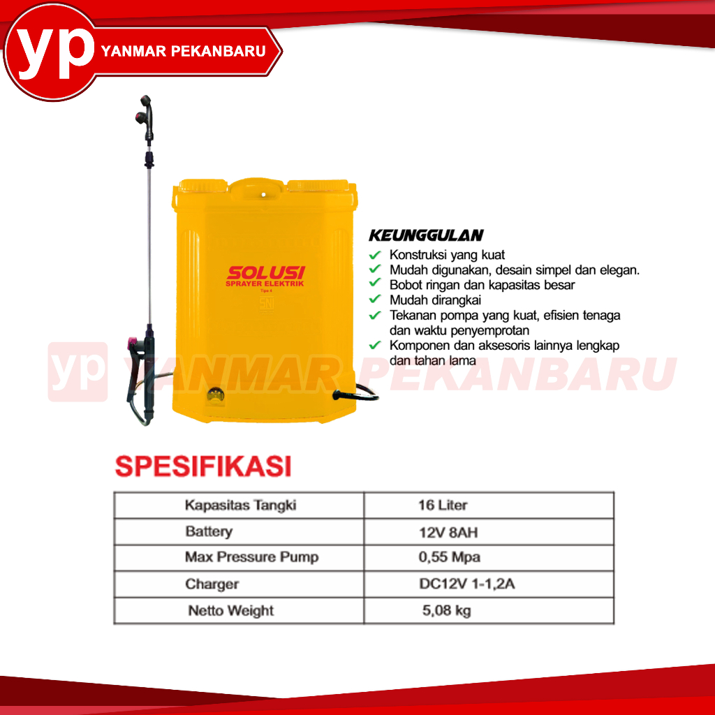 Jual Mesin Semprot Hama / Knapsack 16 Liter Elektrik SOLUSI | Shopee ...