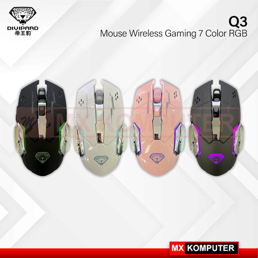 Jual Mouse Wireless Gaming Charging Silent 2.4Ghz Divipard Q3 7 Color RGB | Shopee Indonesia