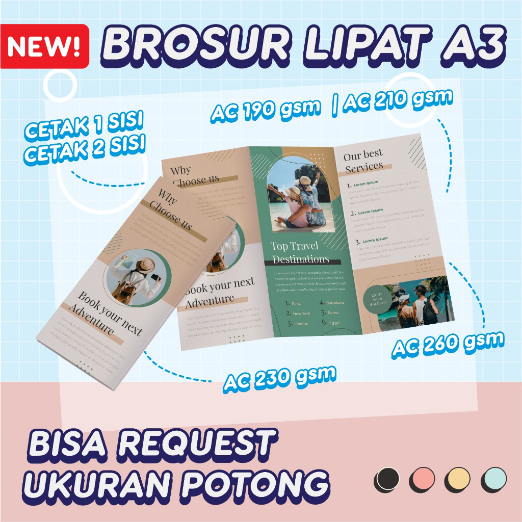 Jual Cetak Brosur Lipat Custom Promosi A3 Art Carton Print Leaflet | Shopee Indonesia