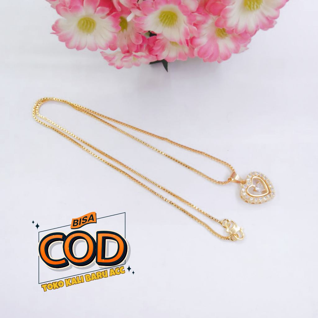 Jual TKBA Kalung Dewasa Model Itali Liontin Love Permata Bolong Gold ...