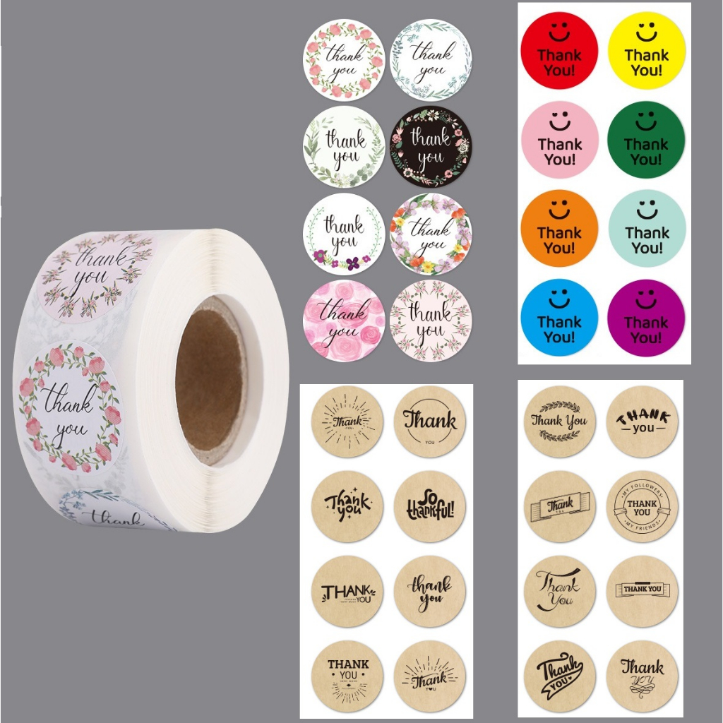 Jual Gannise Sticker Packing Roll 500pcs Ucapan Terima Kasih Label ...