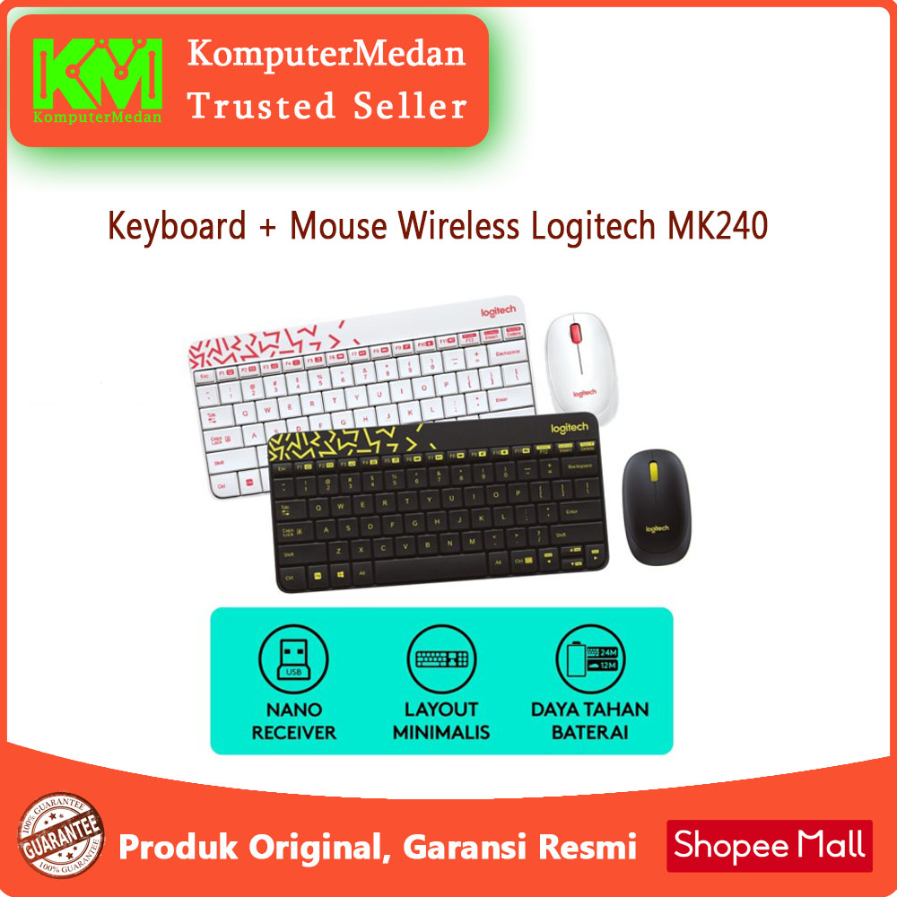 Jual Logitech MK240 Nano Wireless Combo Keyboard Mouse - White | Shopee ...