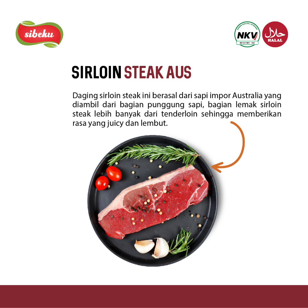 Jual Daging Sapi Sirloin Steak Aus Halal 200-220 gram Frozen Food ...