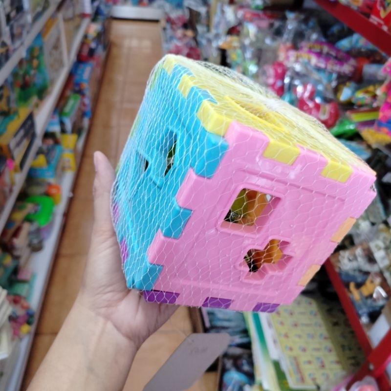 Jual puzzle balok sorting game geometri mainan edukasi bentuk plastik ...
