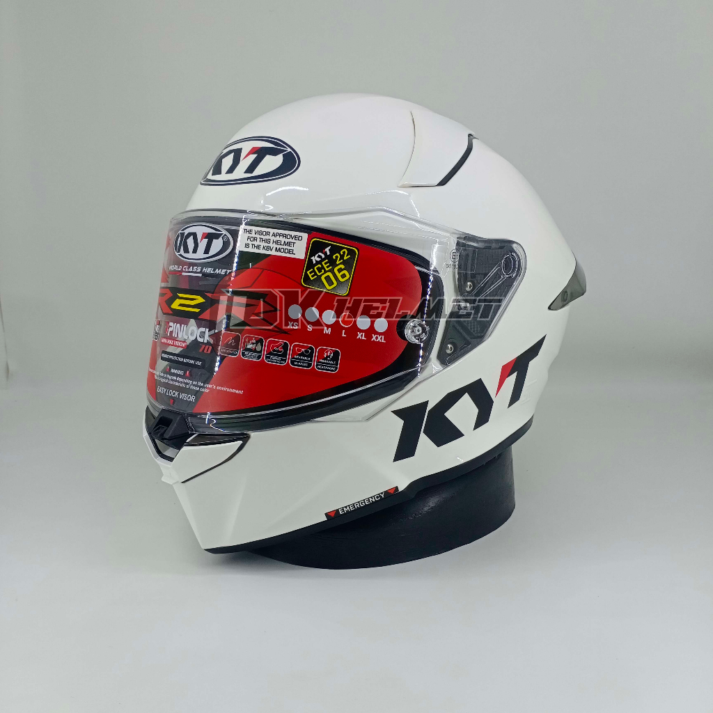 Jual Helm Full Face KYT R2R Solid Plain White Gloss Classic White Putih ...
