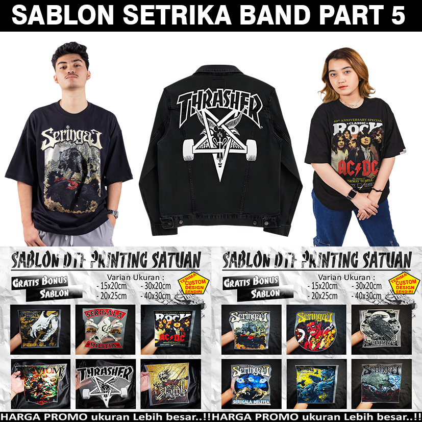 Jual Sablon setrika Sablon DTF Band Metal Part 5 tinggal pasang/press ...