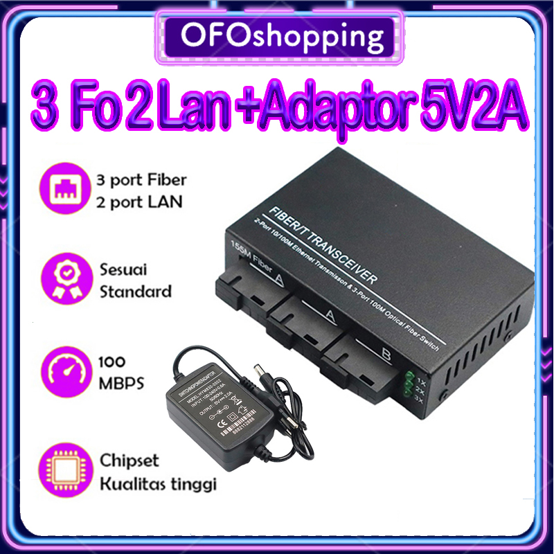 Jual [POE] 3F2E Media Converter 3 Fo 2 Lan Fiber Optik Media Converter ...