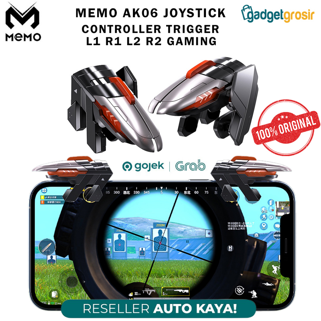 Jual MEMO AK06 Joystick Controller Gaming Mobile Six Finger Trigger Firing L1 R1 L2 R2 For ...
