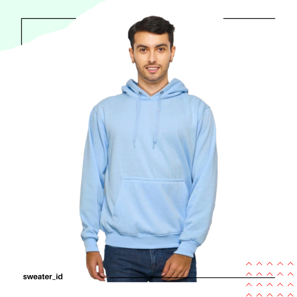 Jual SWEATER_ID Hoodie Jumper Biru Baby Polos Fleece Tebal Unisex Pria ...
