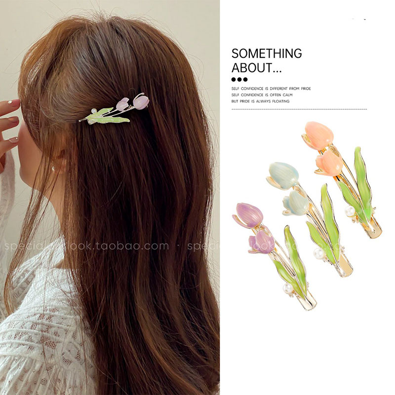 Jual Elegan jepit rambut tulip sisi poni kecil klip hiasan kepala klip ...