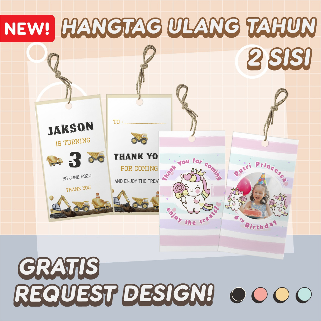 Jual Hang Tag Ulang Tahun Anak Custom 2 Sisi Tag Label Souvenir ...