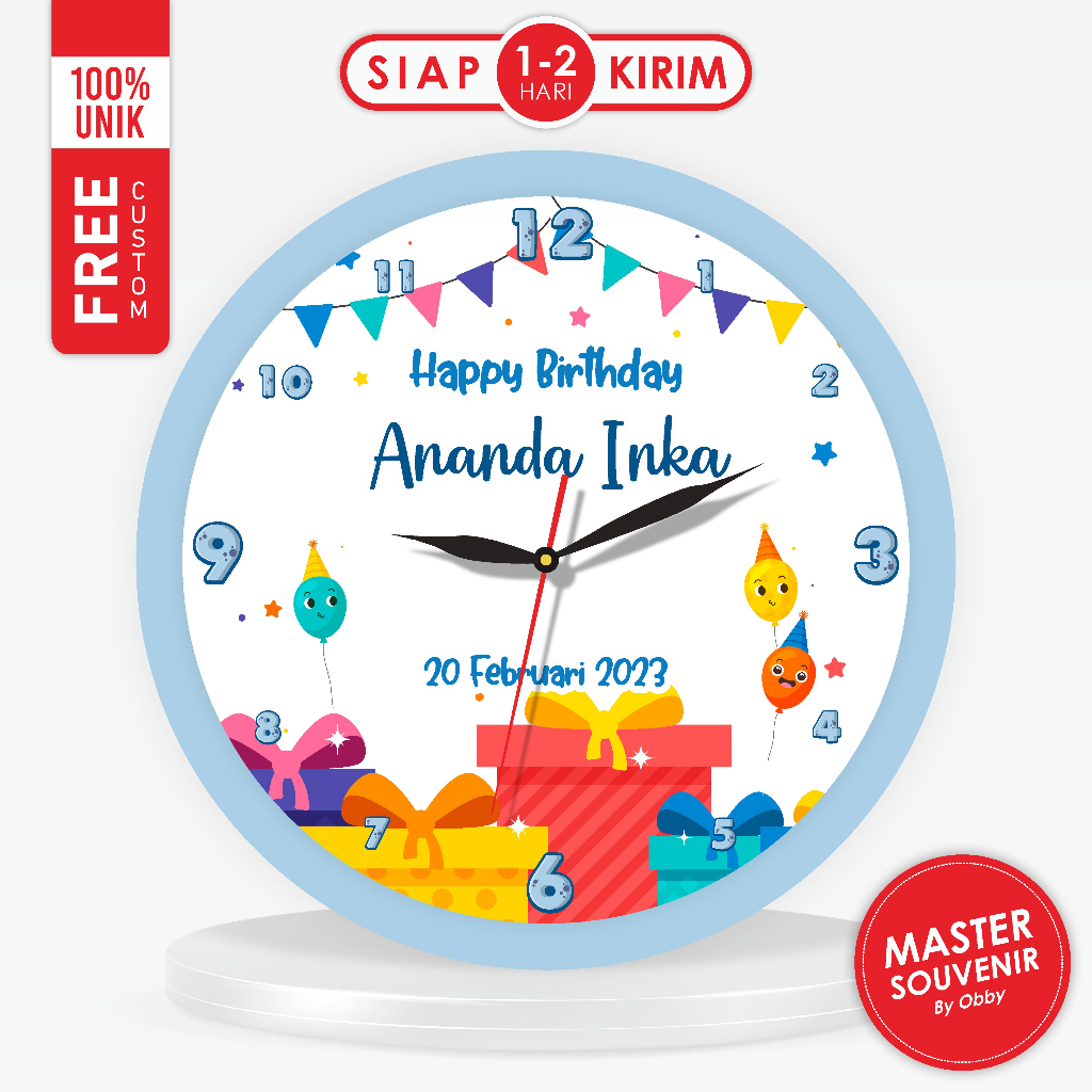 Jual Jam Custom Ulang Tahun Ukuran 10CM (Kado Birthday Hadiah Dies ...