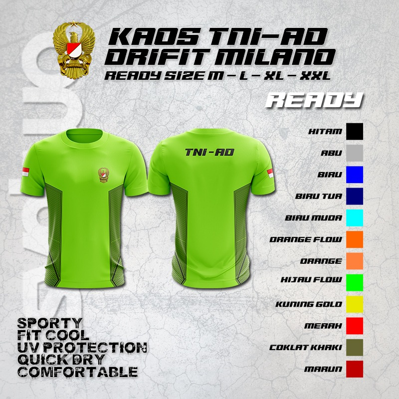 Jual Kaos Dryfit TNI AD / Kaos TNI AD Bahan Dryfit Milano Original | Shopee Indonesia