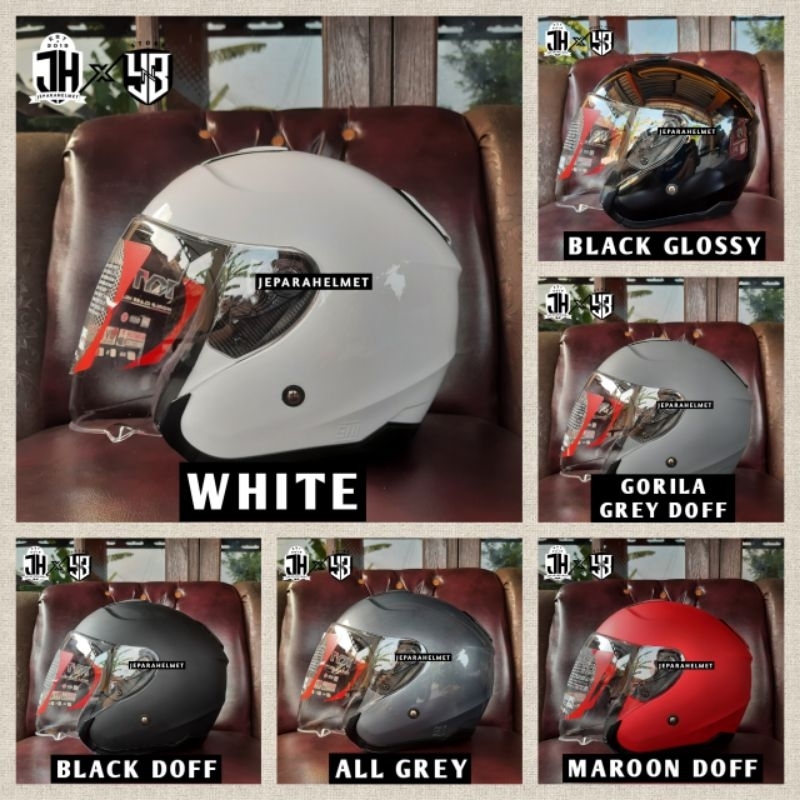 Jual Helm Half Face KYT Kyoto R Solid Polos White Putih Gorilla Grey ...