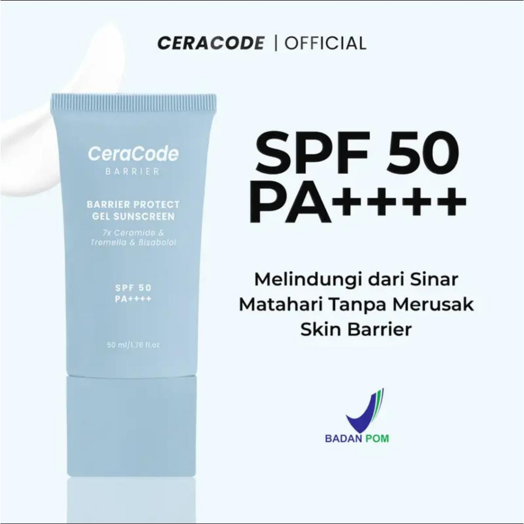 Jual CeraCode Barrier Protect Gel Sunscreen SPF 50 PA++++ 7X Ceramide Tremella and Bisabolol ...