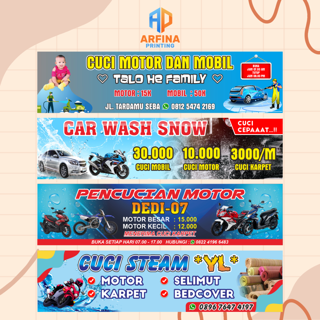 Jual Spanduk Banner Cuci Motor Mobil 300x100 | Shopee Indonesia
