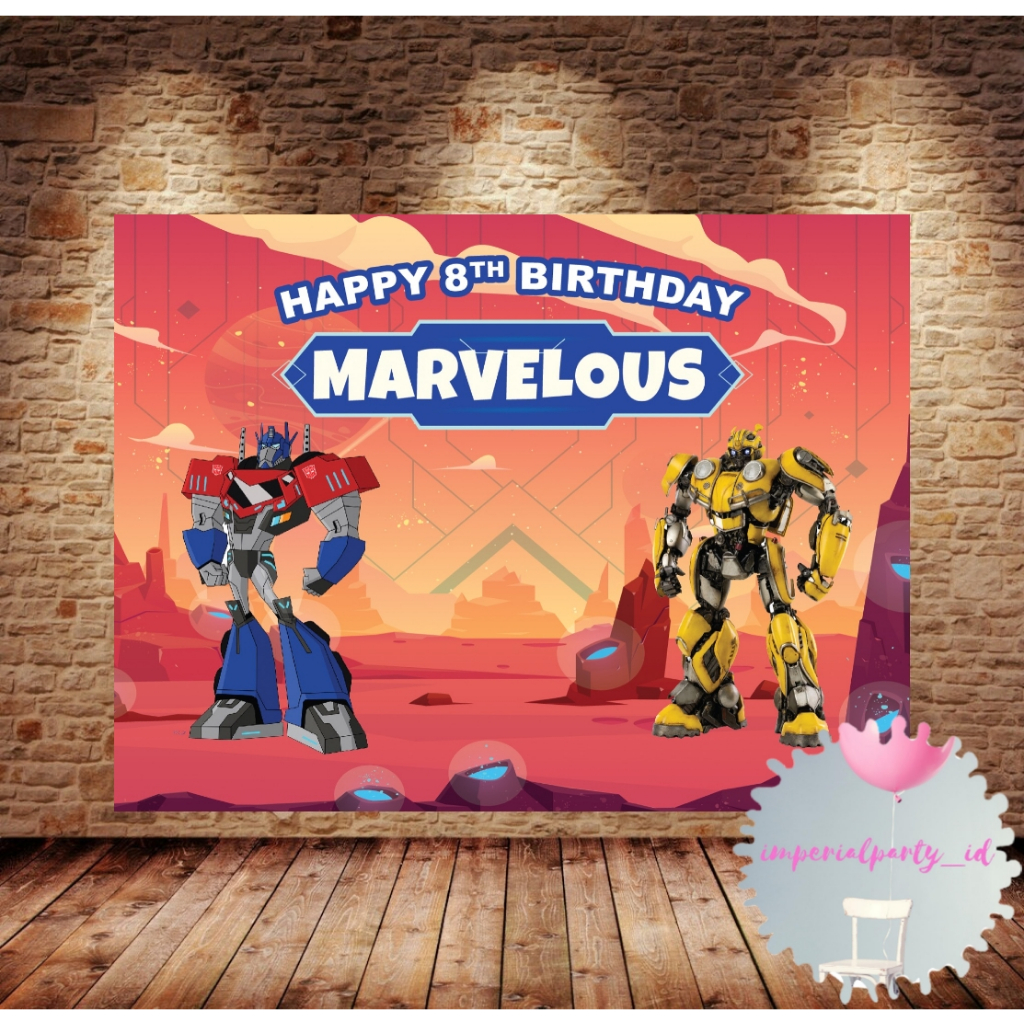 Jual Custom Backdrop Banner Birthday Transformers Optimus Prime ...